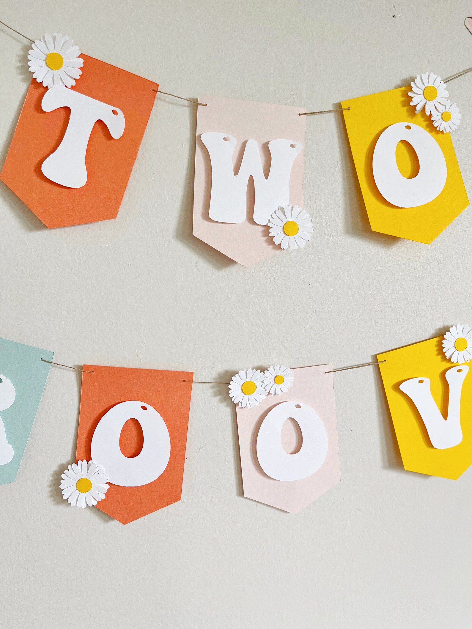 Two Groovy Birthday Banner Daisy Birthday Party Decorations - Etsy