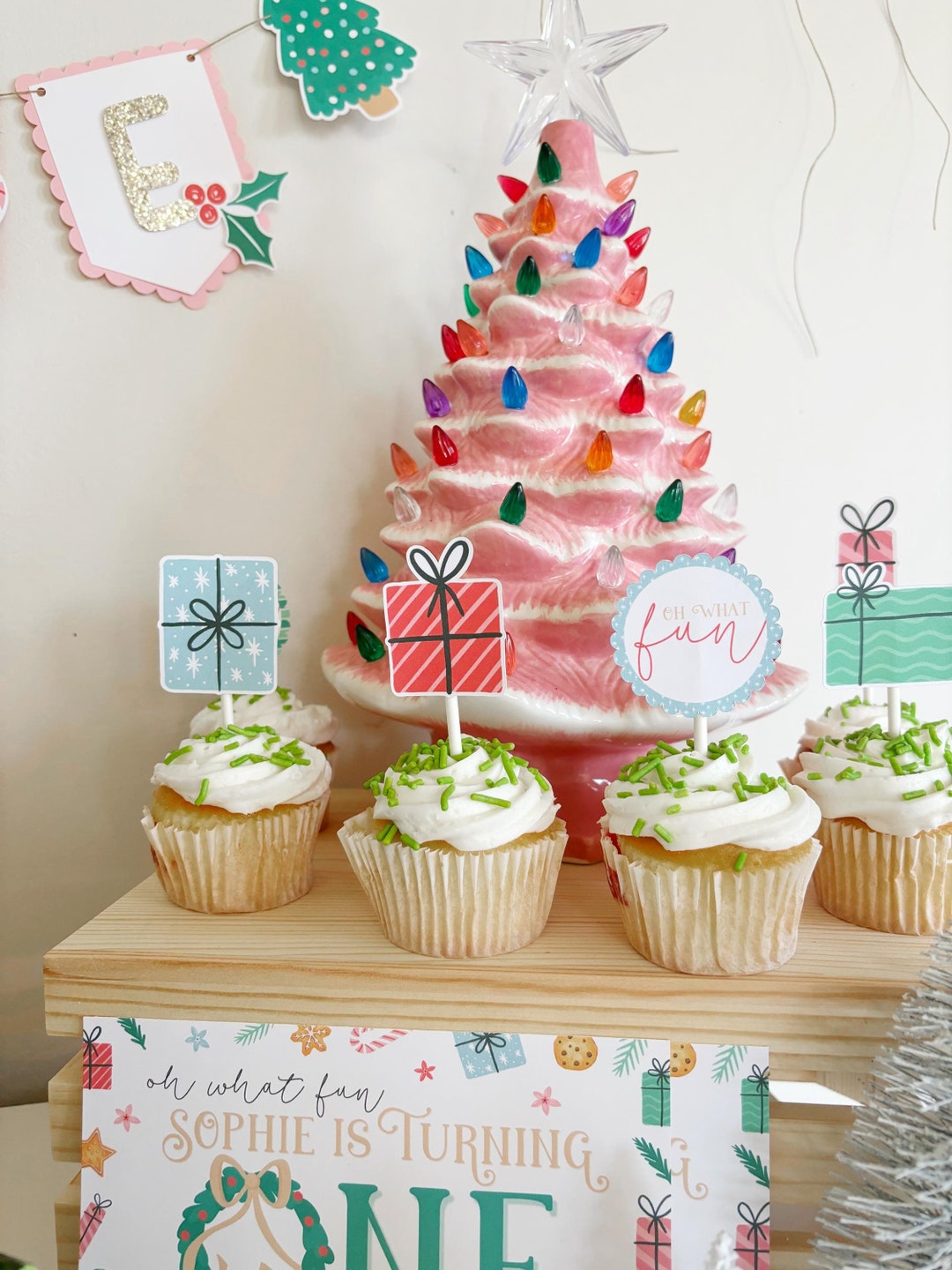 Christmas Birthday Party Cupcake Toppers | Oh What Fun Christmas ...