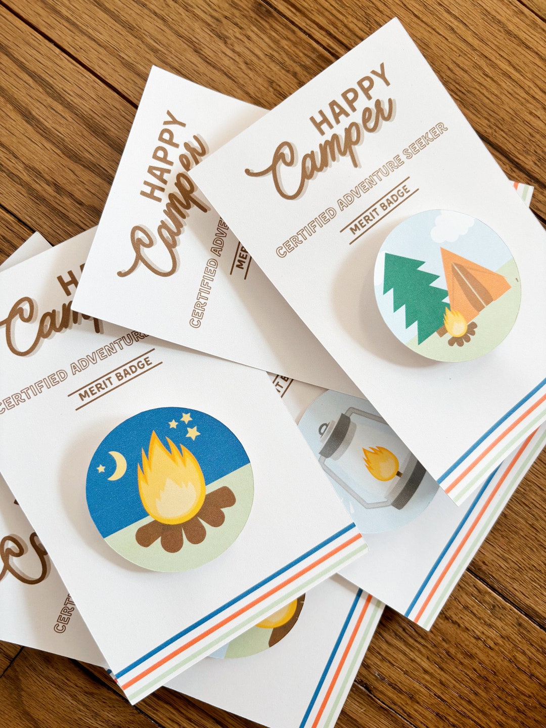 Merit Badges | Set of 7 | Happy Camper Party Favor | Camping Favors ...
