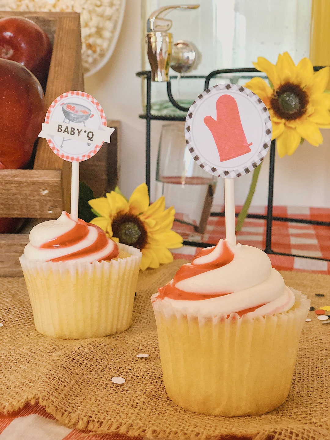 Babyq Cupcake Toppers Baby Q Baby Shower Decoration Baby Q Decor Baby ...