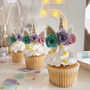 Unicorn Cupcake Toppers Set of 5 | Birthday Party Decorations | Baby ...