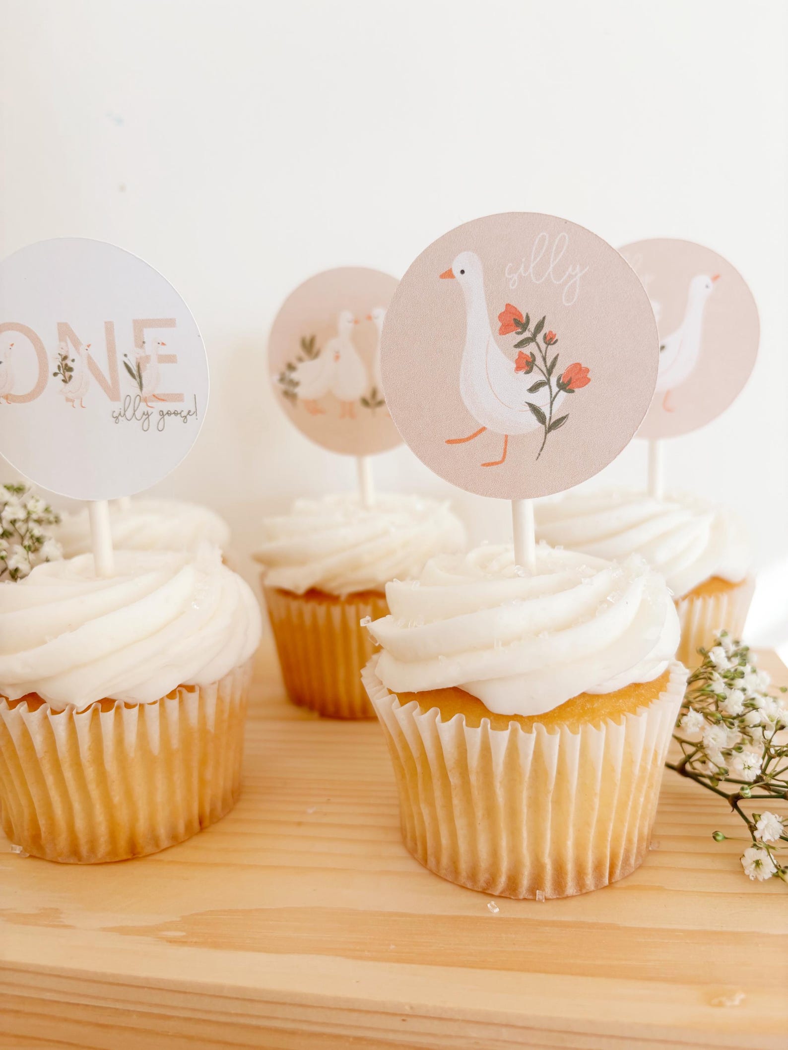 Goose Birthday Cupcake Toppers | One Silly Goose Birthday | Goose Party ...