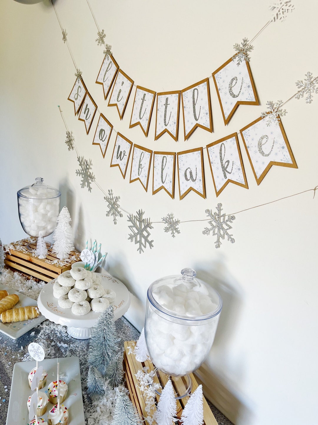 Little Snowflake Baby Shower Banner | Baby It's Cold Outside | Winter ...