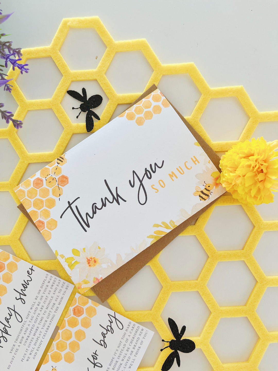 Printed Bee Thank You Card With Envelope | Mam to Bee Thank You ...
