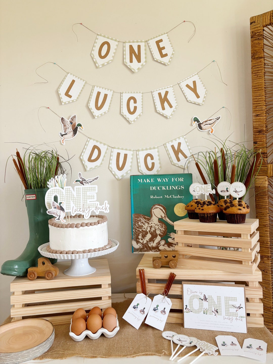 One Lucky Duck First Birthday Decorations Kit | Mallard Duck Party ...
