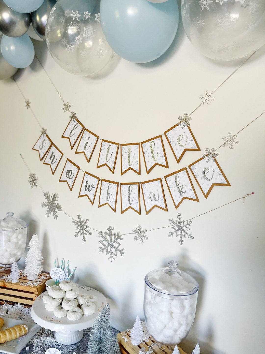 Little Snowflake Baby Shower Decorations Kit | Winter Wonderland | Pink ...
