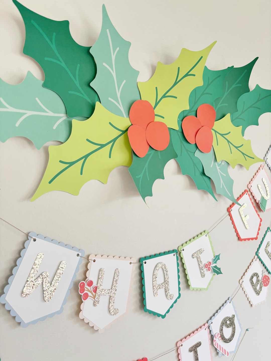 3 Foot Holly Leaf and Berry Garland | Holiday Party DIY Christmas Decor ...