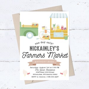 Farmers Market Birthday Party Invitation | Printable or Printed | Farm ...