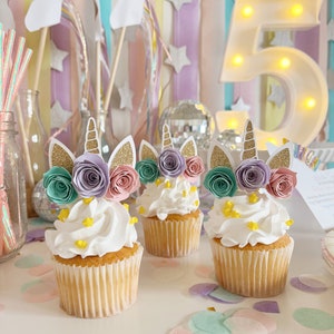 Unicorn Cupcake Toppers Set of 5 | Birthday Party Decorations | Baby ...