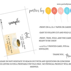 Coffee Card | Coffee Fathers Day Card | Father's Day Card | Coffee Cup ...