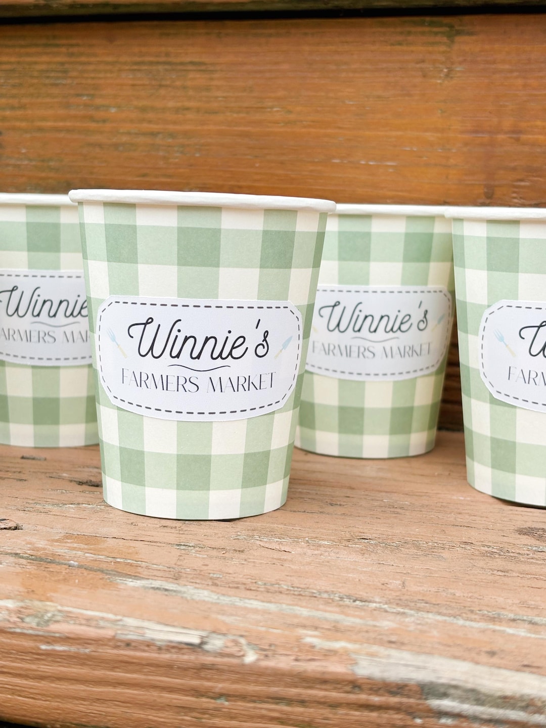 Custom Green Plaid Paper Cups 10ct | Locally Grown Baby Shower | Farmer ...