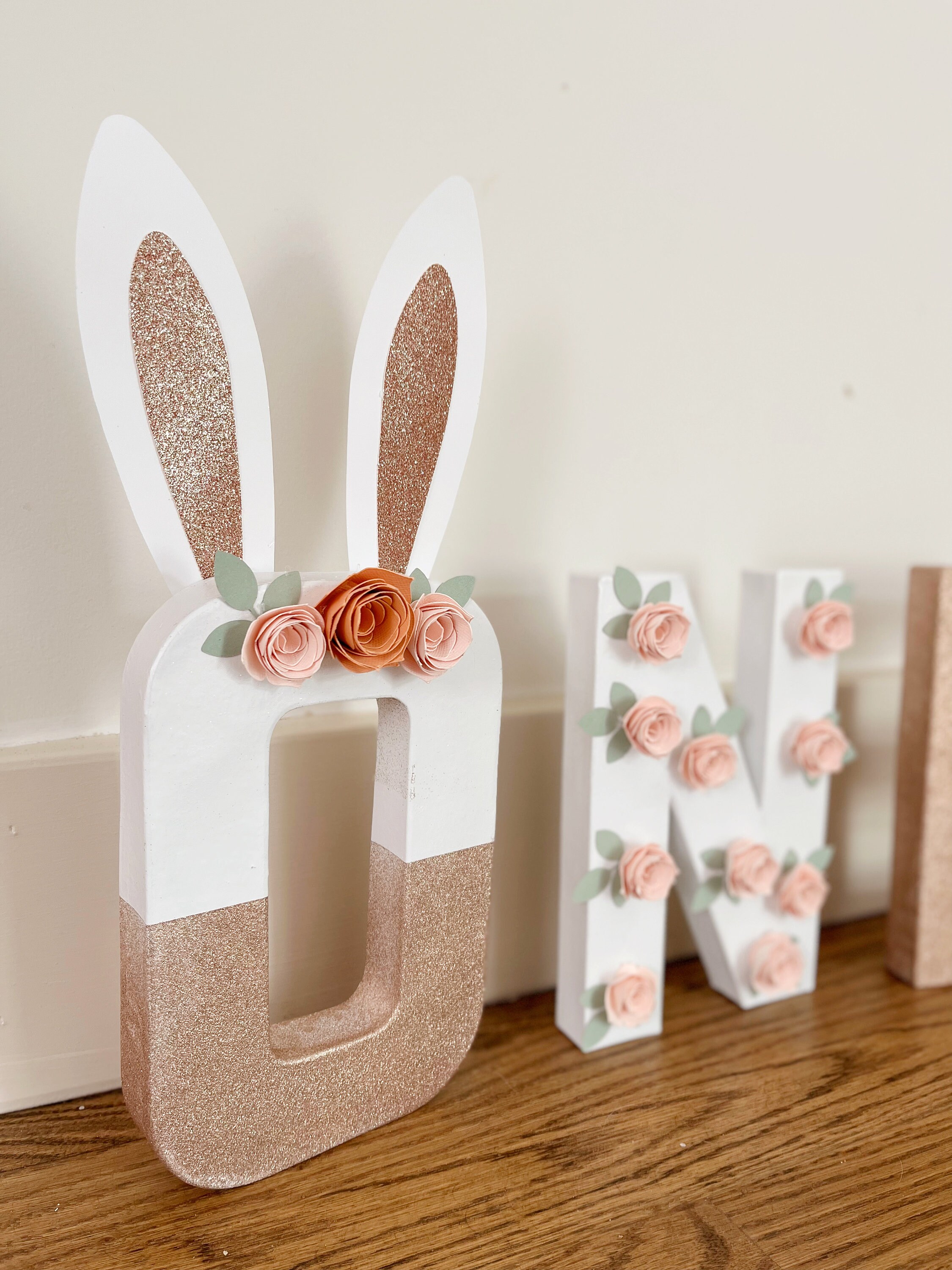 1st Birthday "one" Pink Bunny Standee | Photo Prop | Stand up Letters ...