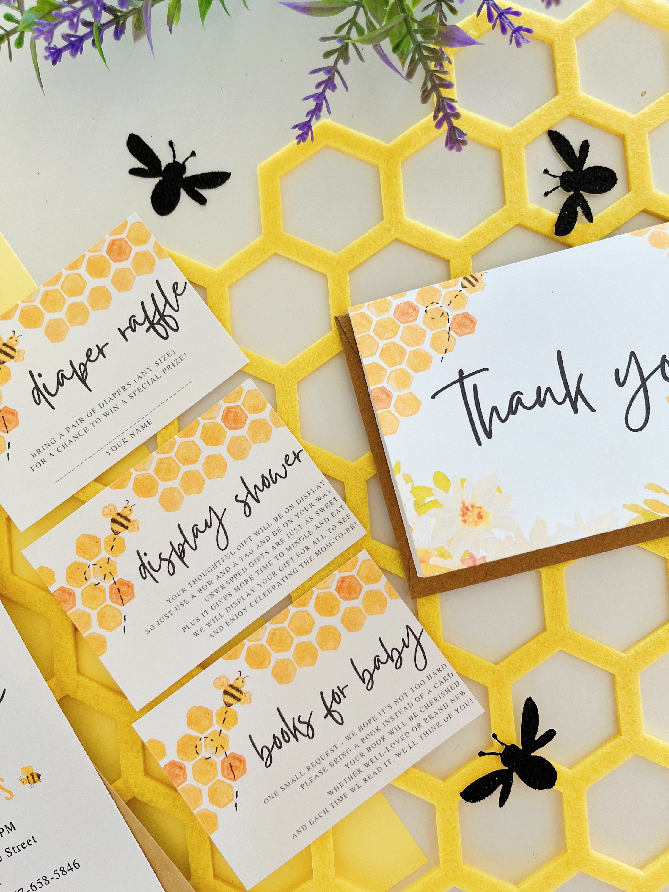Printed Bee Thank You Card With Envelope Mam to Bee Thank - Etsy