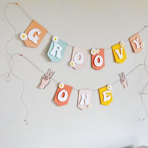 Groovy ONE Birthday Banner | Daisy Birthday Party Decorations | 70s ...