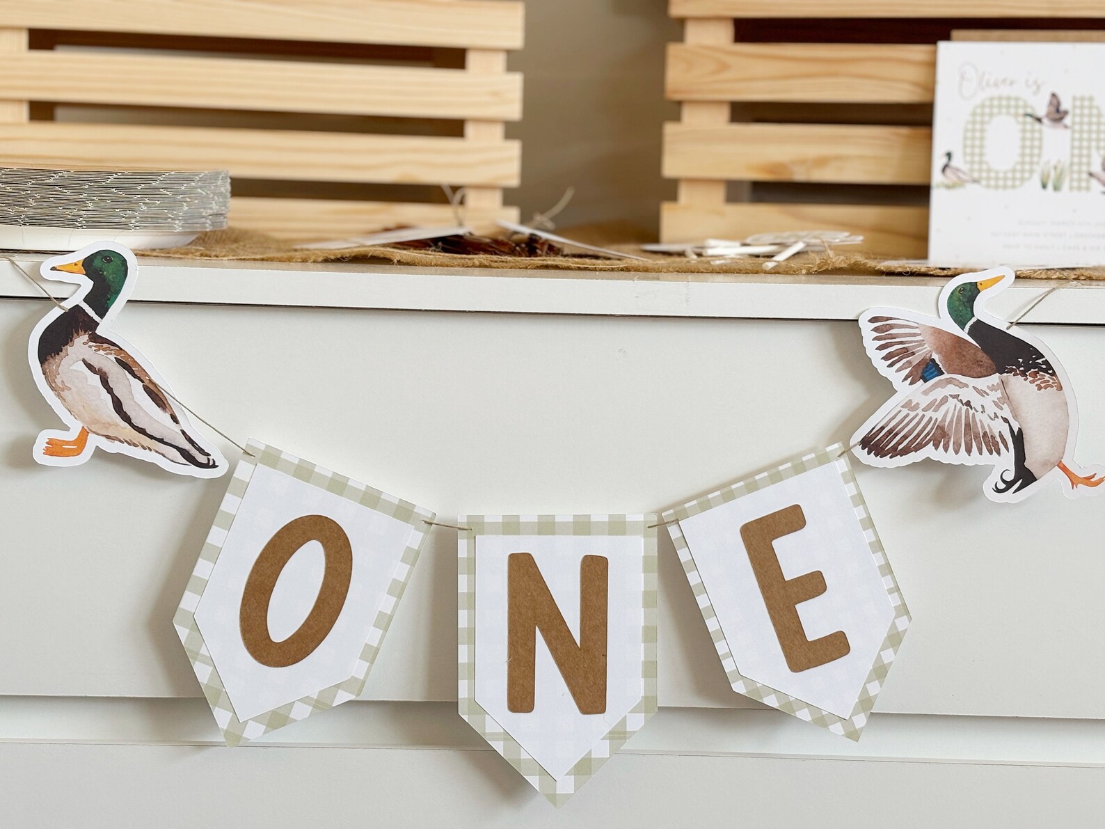 One Lucky Duck First Birthday Decorations - Ducks Banner, Custom Cake ...