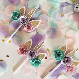 Unicorn Cupcake Toppers Set of 5 | Birthday Party Decorations | Baby ...