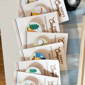 Merit Badges | Set of 7 | Happy Camper Party Favor | Camping Favors ...