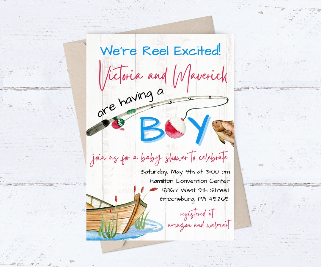 Fishing Baby Shower Invitation | Fish Baby Shower Invite | Fishing ...