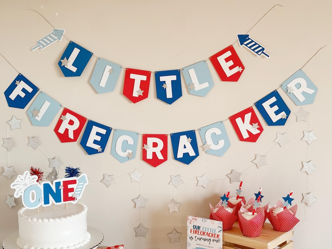 Little Firecracker Banner Decorations | 4th of July 1st Birthday | Baby ...