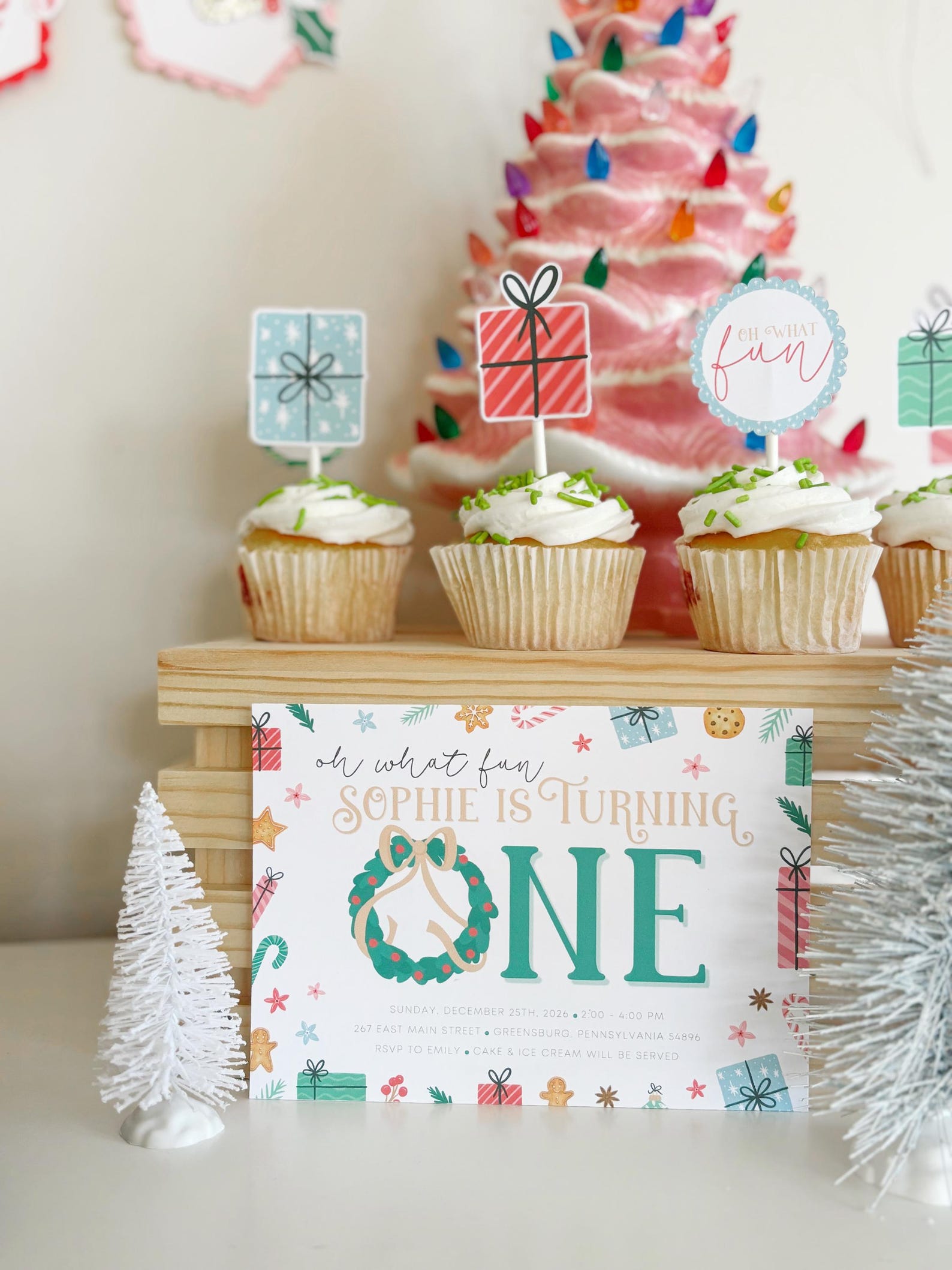 Christmas Birthday Party Cupcake Toppers | Oh What Fun Christmas ...