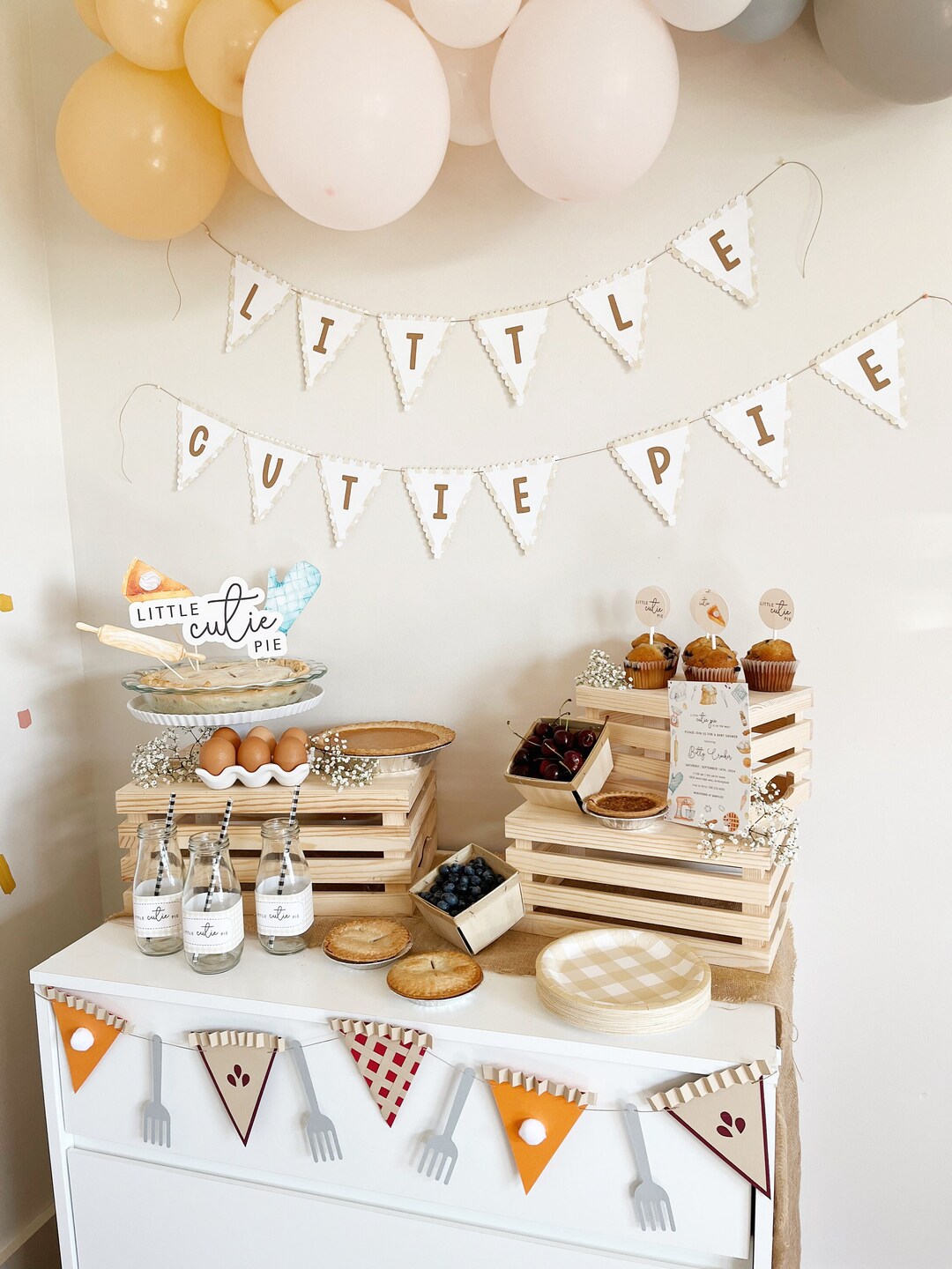 Cutie Pie Birthday Banner | Baking Birthday | Little Cutie Pie Theme ...