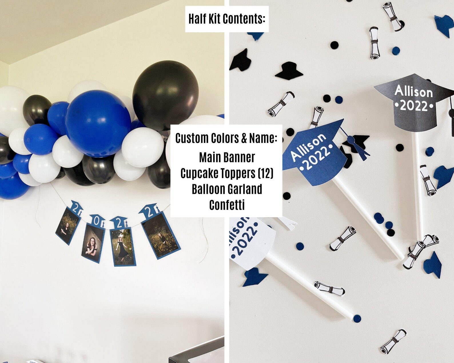 Custom Graduation Party Decorations | You Choose Colors | School Colors ...