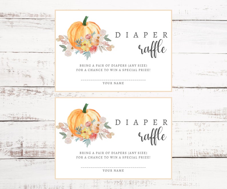 Pumpkin Diaper Raffle Card Template Fall Baby Shower Diaper | Etsy