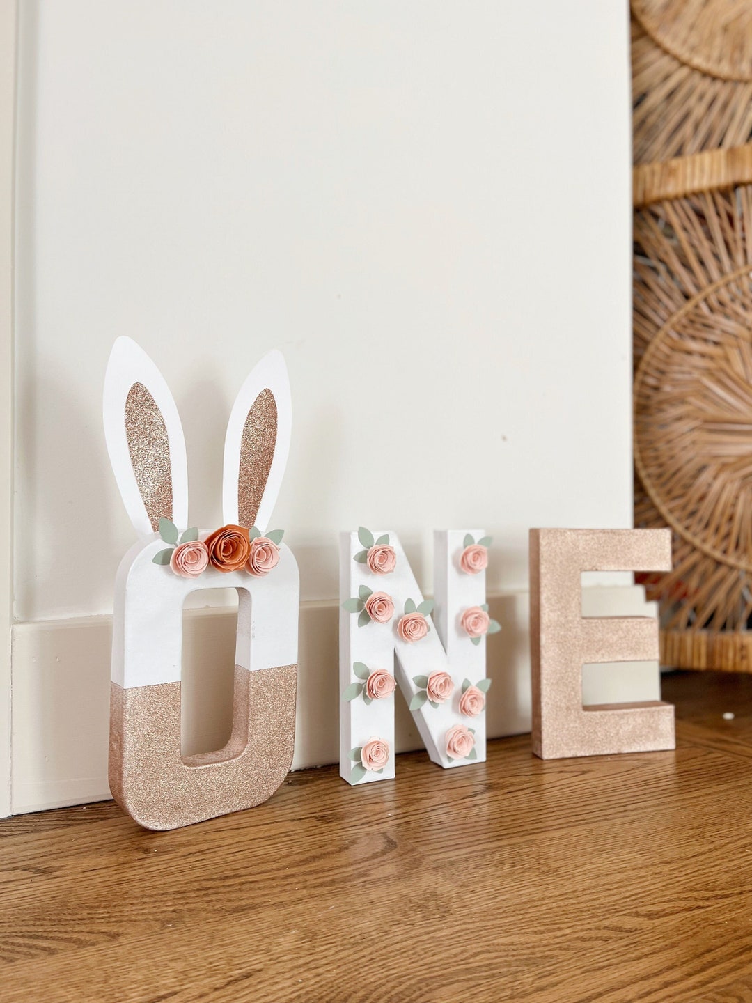 1st Birthday "one" Pink Bunny Standee | Photo Prop | Stand up Letters ...