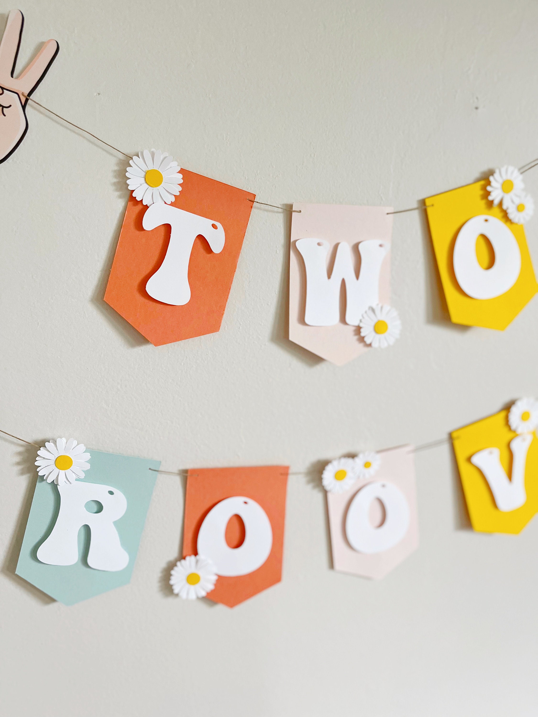 Two Groovy Birthday Banner Daisy Birthday Party Decorations - Etsy