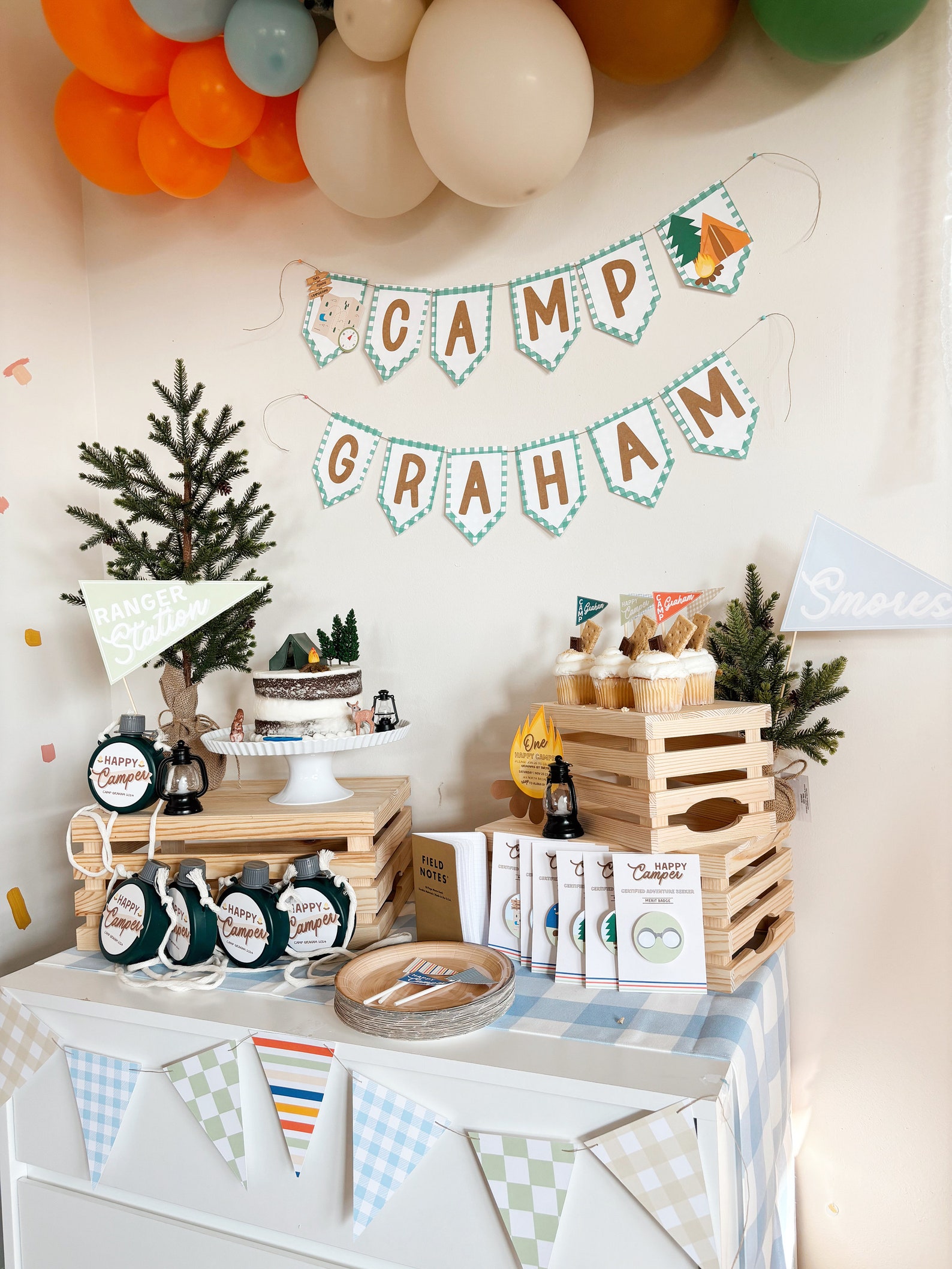 One Happy Camper Birthday Party Decor Kit | Baby Shower Decorations ...