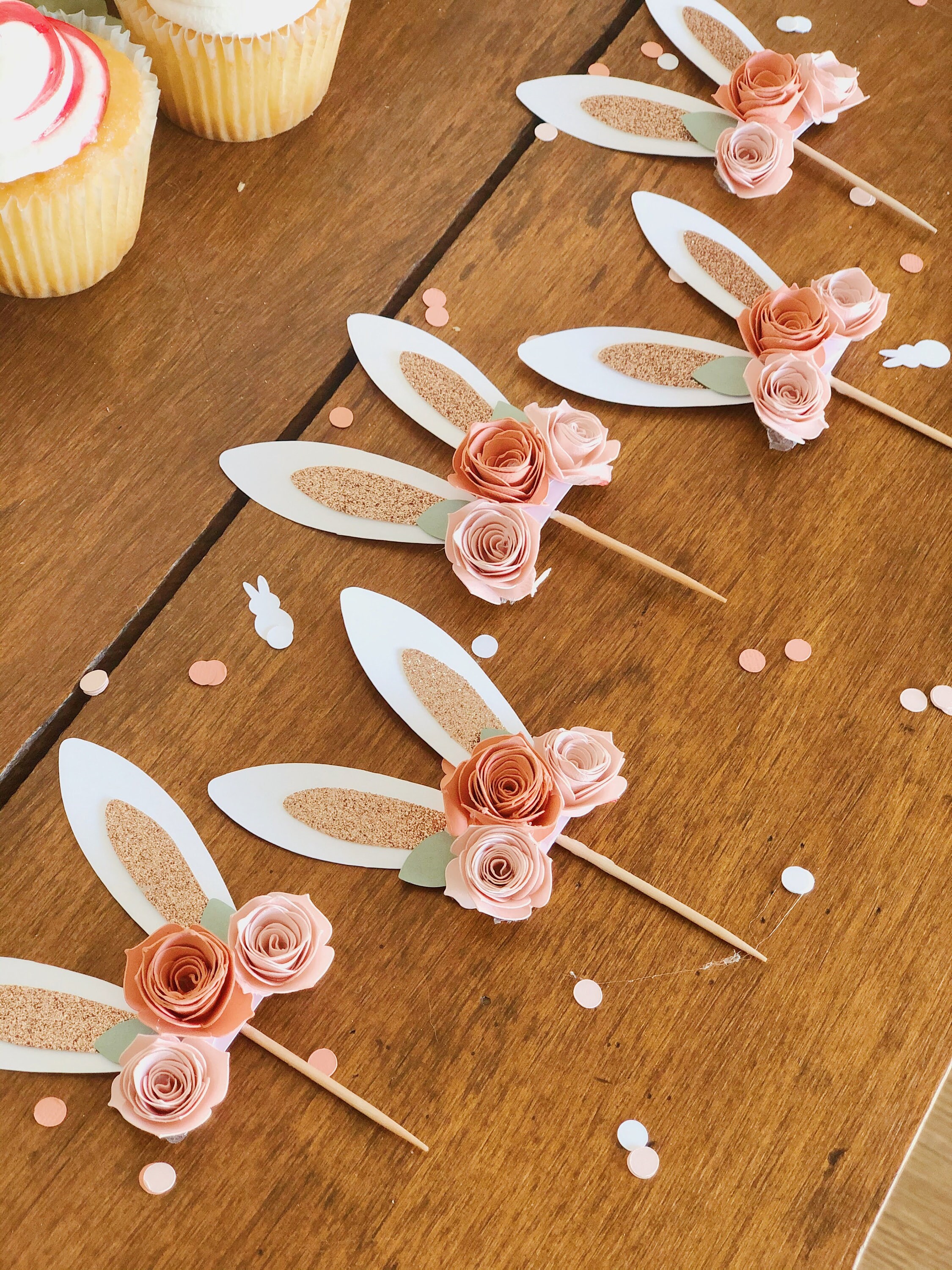 Bunny Ear Cupcake Toppers Set of Twelve Some Bunny is One | Etsy