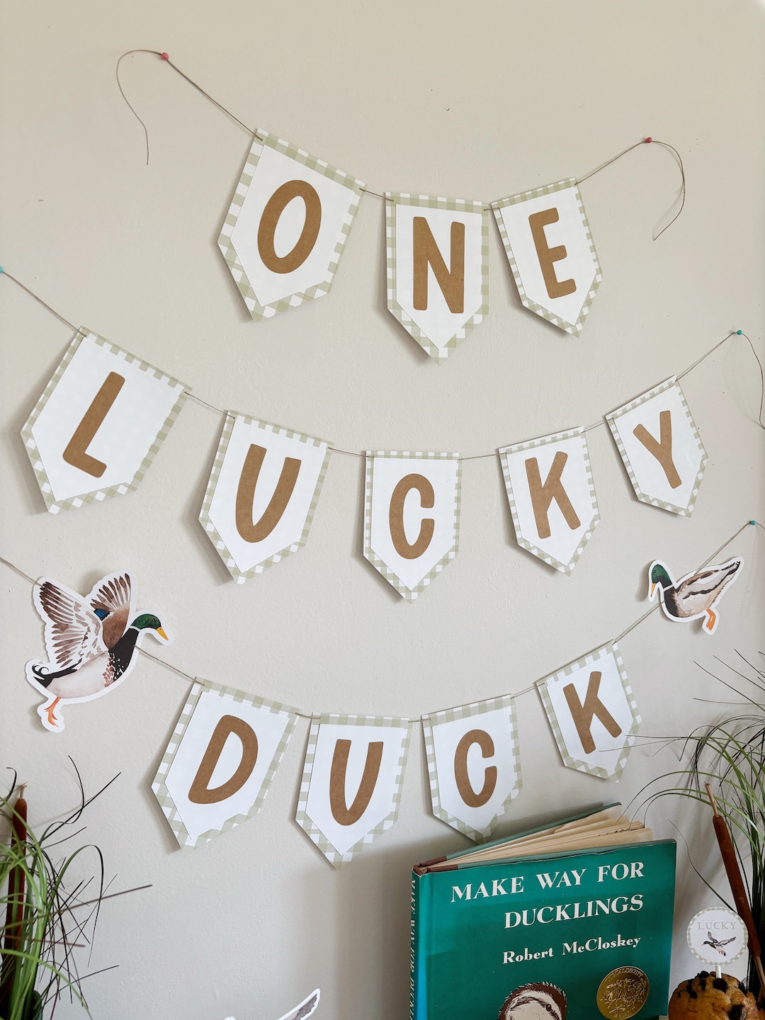One Lucky Duck Birthday Banner | Watercolor | Mallard Duck | Boy's ...