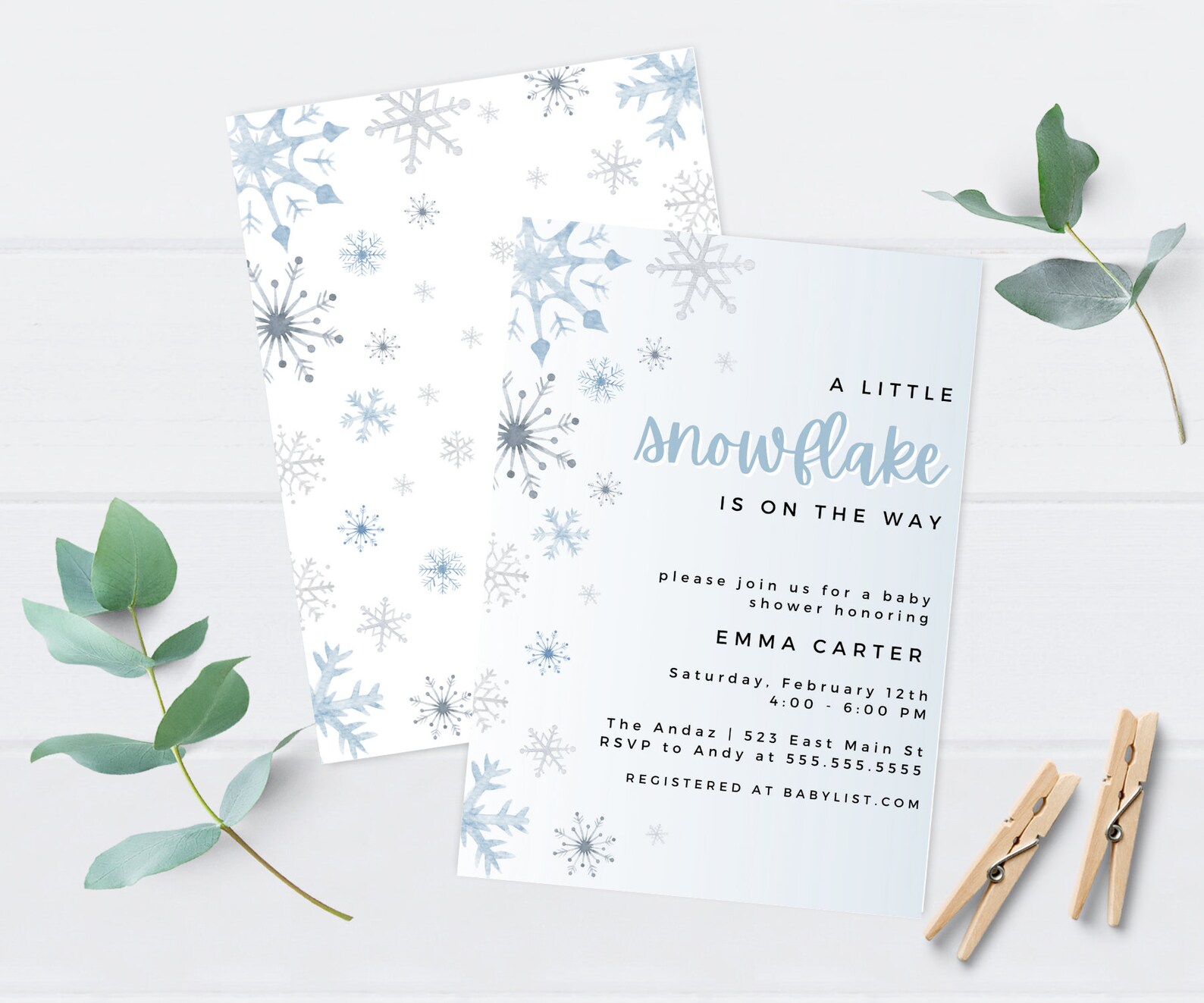 Snowflake Baby Shower Invitation | A Little Snowflake is on the Way ...