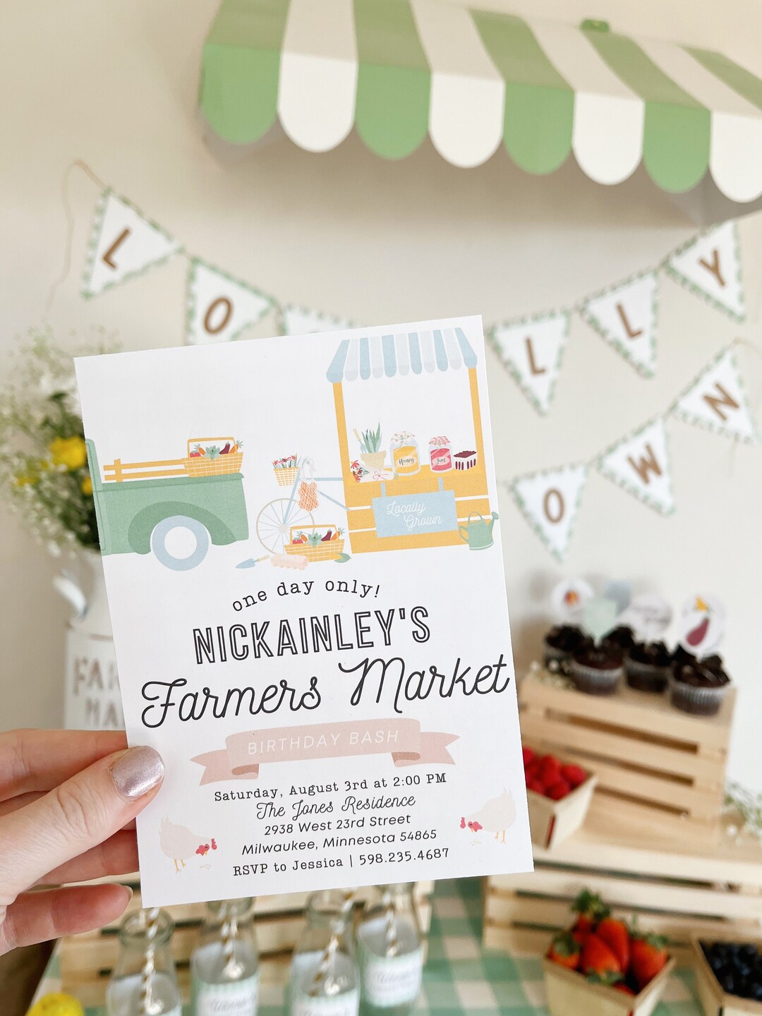Farmers Market Birthday Party Invitation | Printable or Printed | Farm ...