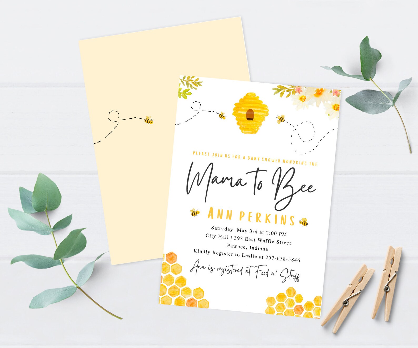 Mama to Bee Invitation | Baby Shower Invitation Suite | Mommy to Bee ...