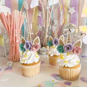 Unicorn Cupcake Toppers Set of 5 | Birthday Party Decorations | Baby ...