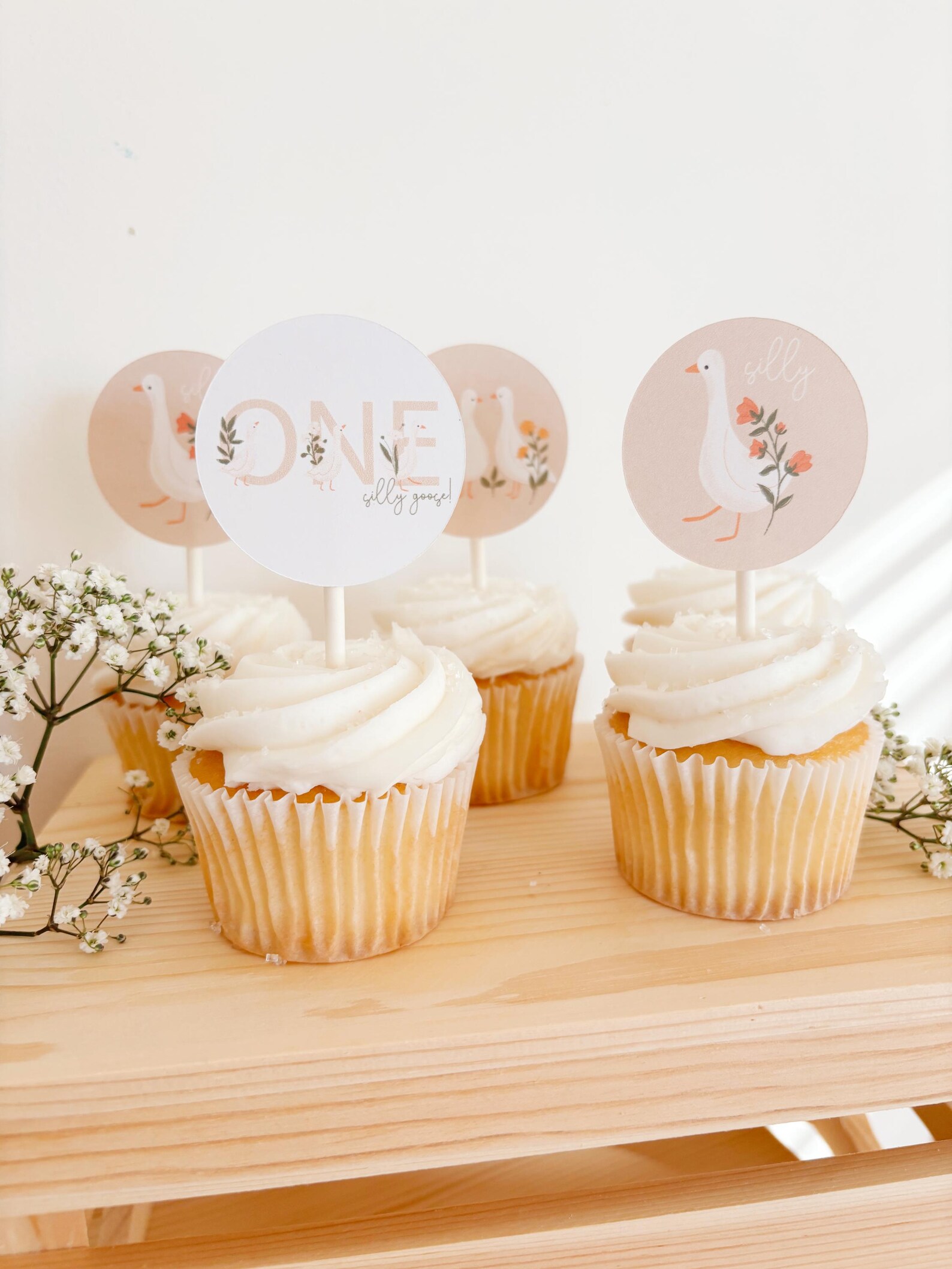 Goose Birthday Cupcake Toppers | One Silly Goose Birthday | Goose Party ...