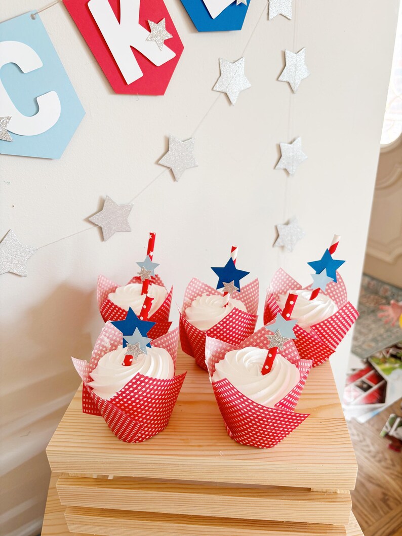 Fourth of July Birthday Party Cupcake Toppers Set | July 4th Birthday ...