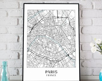Paris street map | Etsy