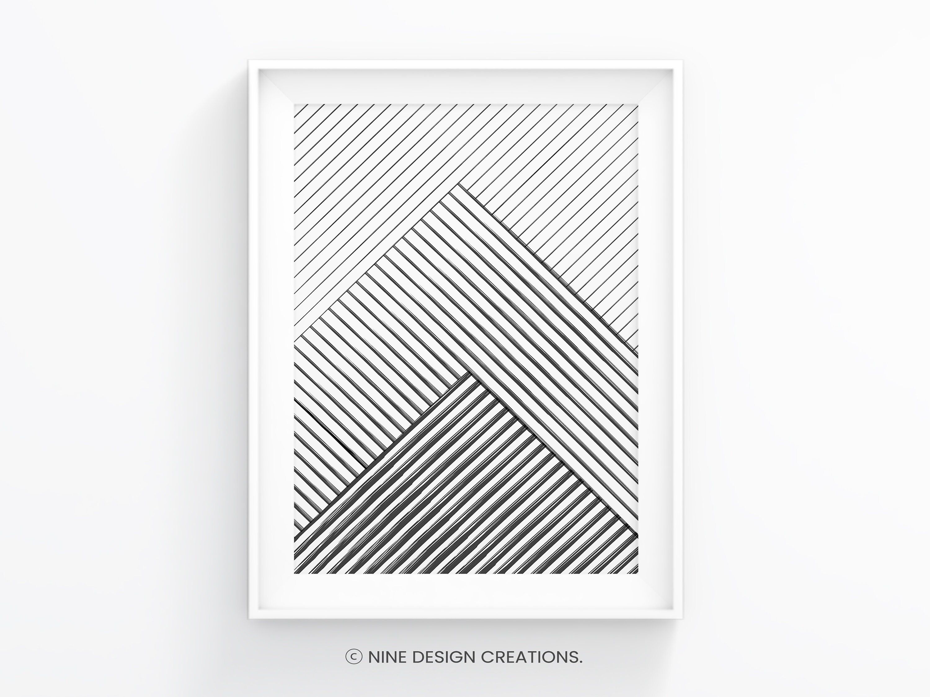 Geometric Print Geometric Art Black and White Stripes | Etsy