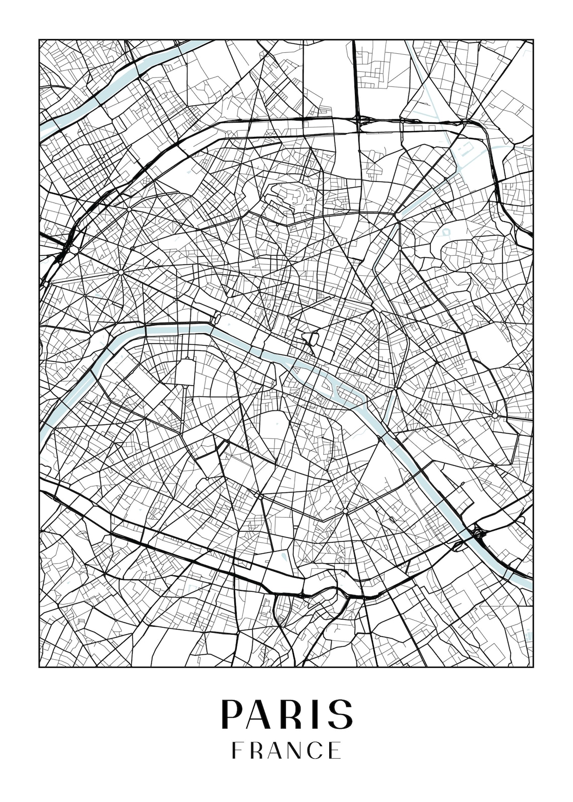 Paris France City Map Travel Map Print Wall Art Travel - Etsy