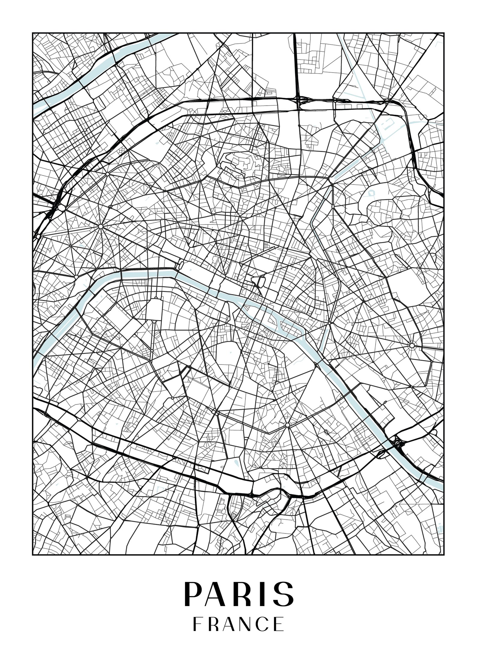 Paris France City Map Travel Map Print Wall Art Travel - Etsy