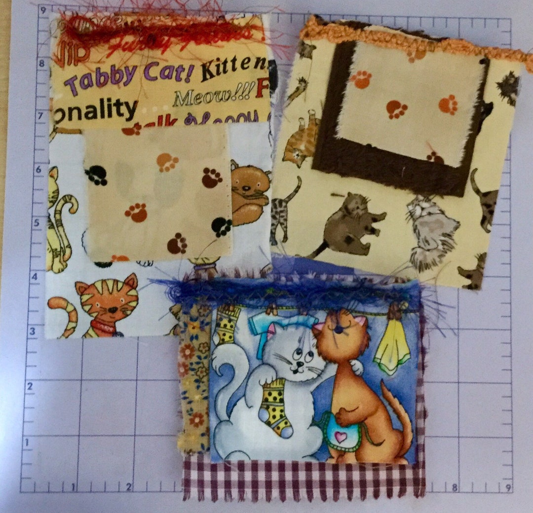 Fabric Flips Junk Journal Embellishment Kit Fabric Cluster Cat Theme ...