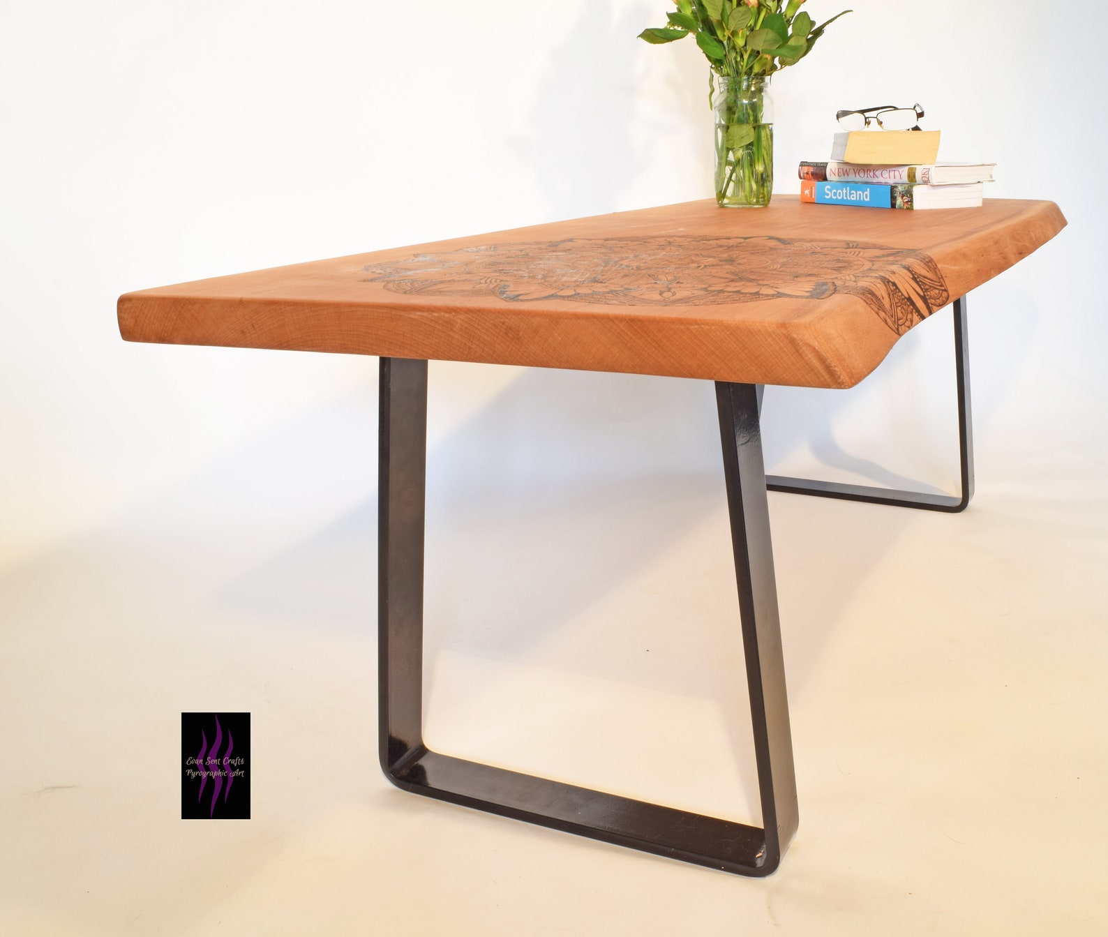 Beech Coffee Table Feature Piece Hand Pyrography Table | Etsy