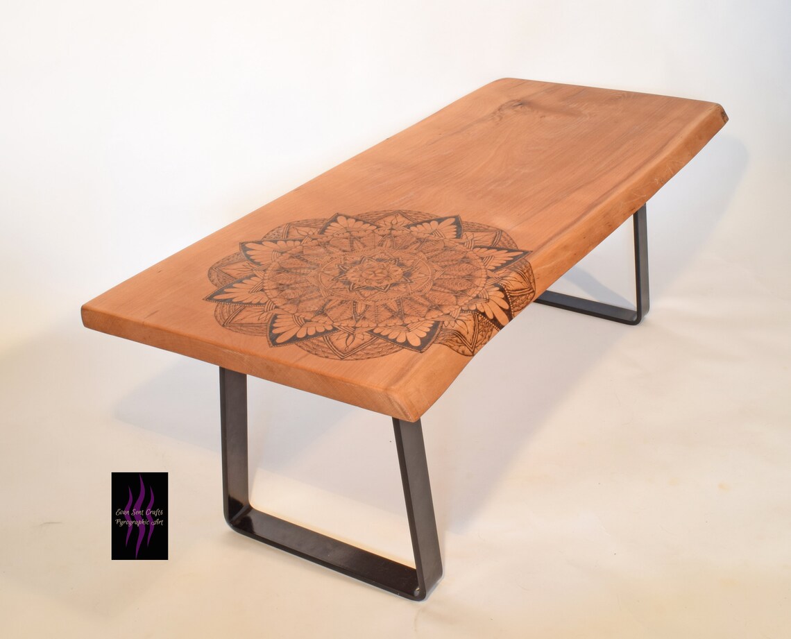 Beech Coffee Table Feature Piece Hand Pyrography Table | Etsy
