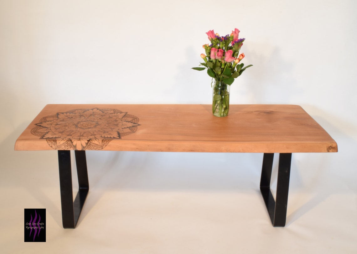 Beech Coffee Table Feature Piece Hand Pyrography Table | Etsy