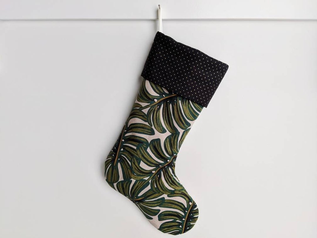 Monstera Leaf Canvas Modern Stocking - Etsy