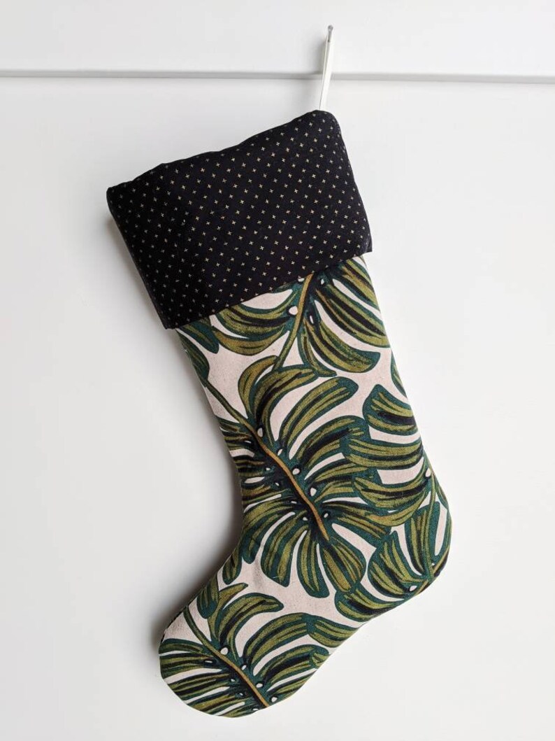 Monstera Leaf Canvas Modern Stocking - Etsy