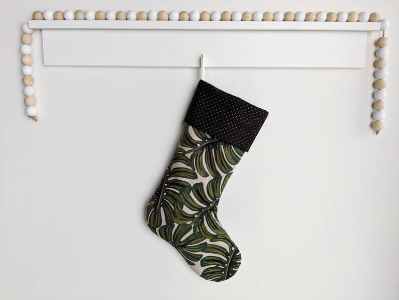 Monstera Leaf Canvas Modern Stocking - Etsy