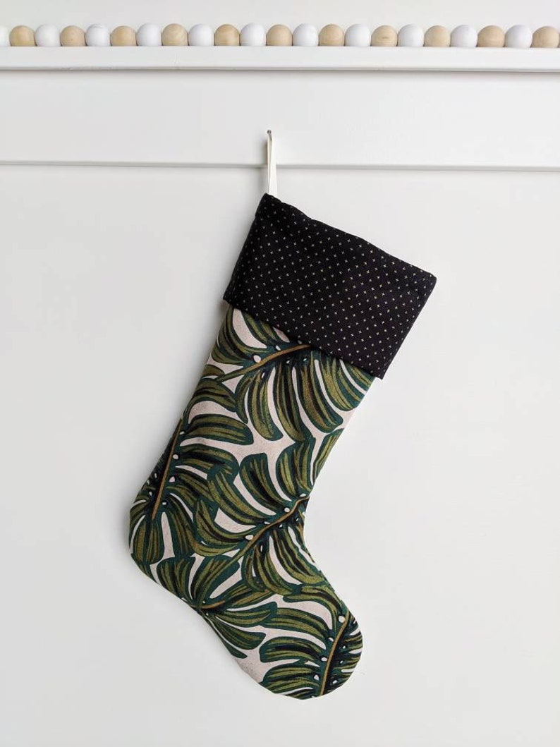 Monstera Leaf Canvas Modern Stocking - Etsy
